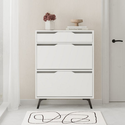 Decortie Modern Asta Shoe Cabinet White 2 Cabinet Storage for Shoes and ...