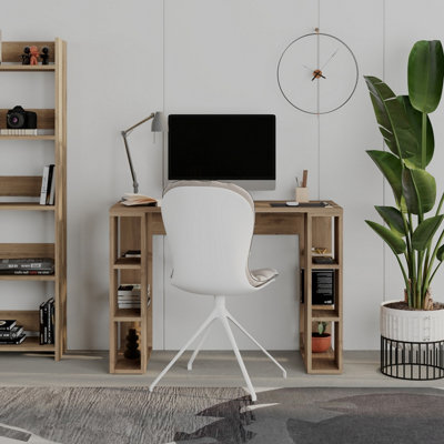 Decortie Modern Colmar 106cm Working Desk Particleboard 3 Open Shelves ...