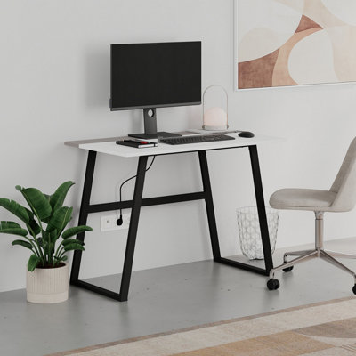 Decortie Modern Compact Rectangular Work Desk, Easy Assembly, suitable ...