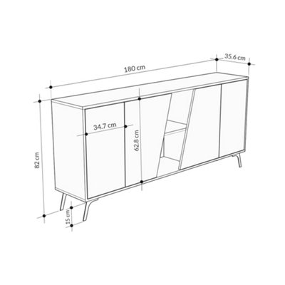 Decortie Modern Fiona Console Sideboard Storage Cabinet 180(W)cm Oak ...