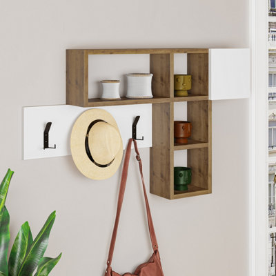 Decortie Modern Game Hanger Wall-mounted Dark Oak Effect, White