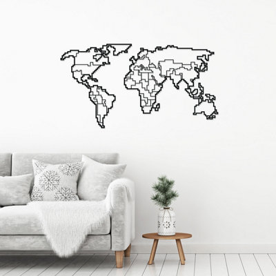 DECORTIE MODERN METAL WALL ART WORLD MAP THEME HOME ORNAMENT DECORATIVE ...