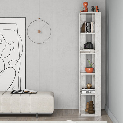 Decortie Nati Modern Corner Bookcase Display Unit Gold Marble Effect ...