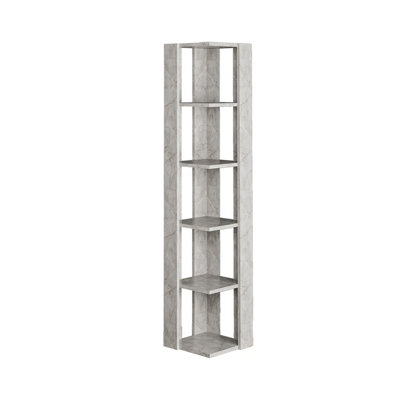 Decortie Nati Tall Corner Bookcase Modern Shelving Unit Space Saving Storage Gold Marble Effect 161cm