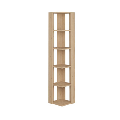 Oak corner shelving unit store
