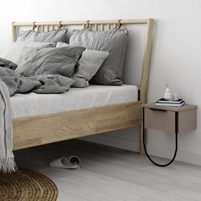 Decortie Norfolk Modern Bedside Table Mocha Grey 33cm Width Bedroom ...