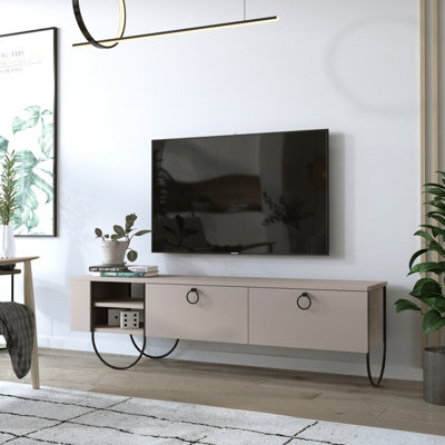Decortie Norfolk Modern TV Unit Multimedia Centre Mocha Grey with ...