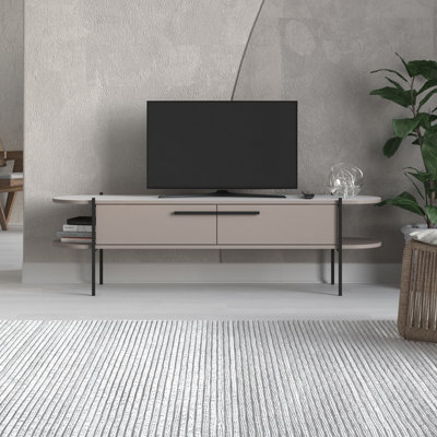 Decortie Otis Modern TV Unit Multimedia Centre Mocha Grey White Metal ...