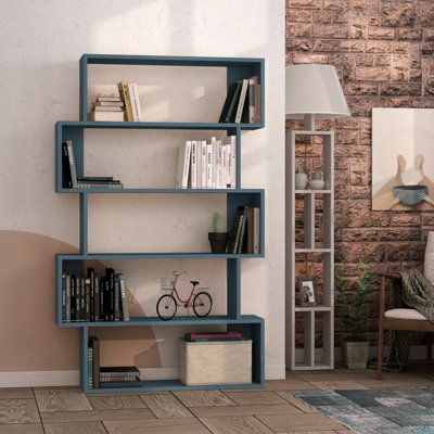 Decortie Oxford Modern Bookcase Display Unit Turquoise Blue Tall 159cm ...
