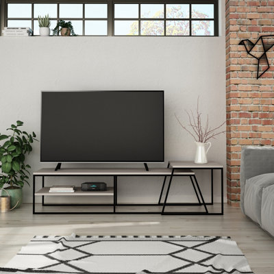 Decortie Pal Modern TV Unit Multimedia Centre Mocha Grey with Storage ...