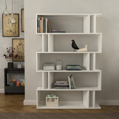 Decortie Partiro Modern Bookcase Display Unit Room Separator White Tall ...