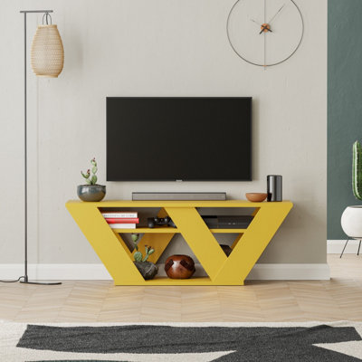 Decortie Pipralla Modern TV Stand Multimedia Centre TV Unit Mustard ...