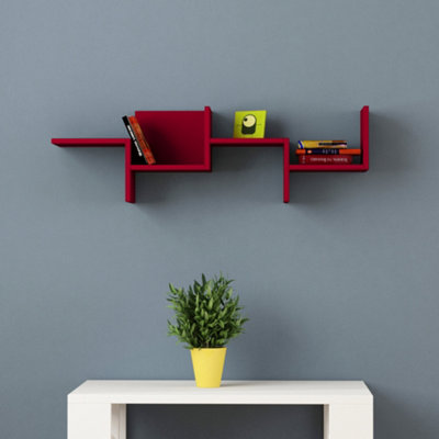 Decortie Rako Modern Floating Shelf Burgundy 34cm Short at B&Q