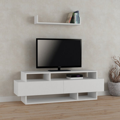 Decortie Rela Modern TV Stand Multimedia Centre TV Unit White With ...