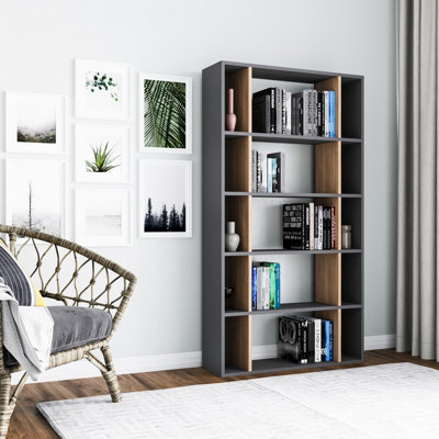 Decortie Sanborn Bookcase Anthracite Grey - Oak