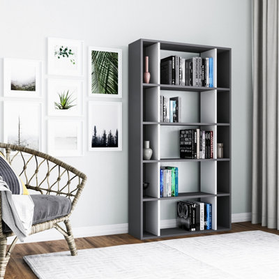 Decortie Sanborn Bookcase Anthracite Grey - White | DIY at B&Q