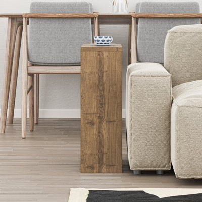 Decortie Simpi Dark Oak Effect Slim End Table with Magazine Rack (H) 60cm