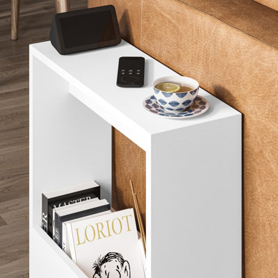 Decortie Simpi Modern Side End Table White Multipurpose with Creativeness H 60cm 2 Tier