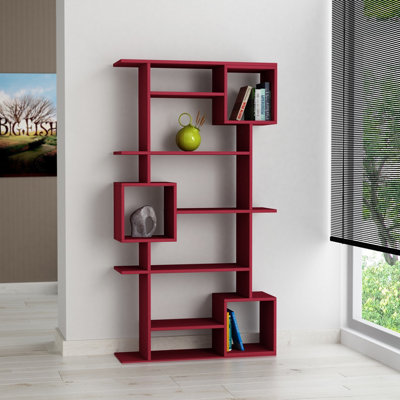 Decortie Soto Modern Bookcase Display Unit Burgundy Tall 173cm | DIY at B&Q