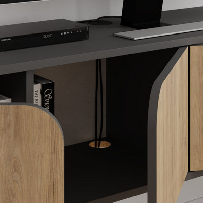 Decortie Spark Modern TV Unit Multimedia Centre with Storage Cabinet ...