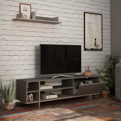 Decortie Stockton Modern TV Unit with Storage Wall Shelf 65" TVs Retro ...