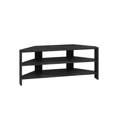Decortie Thales Corner Modern TV Unit Entertainment Stand Black Marble ...