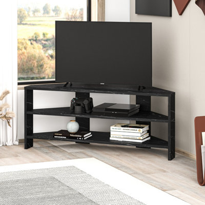 Decortie Thales Corner Modern TV Unit Entertainment Stand Black Marble ...