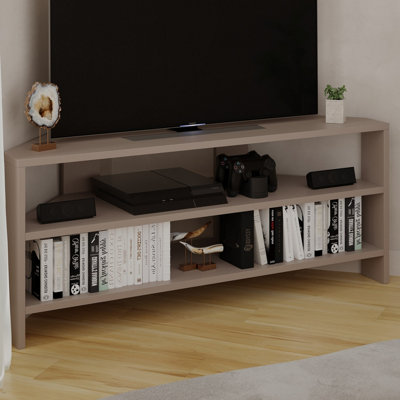 Decortie Thales Corner Modern TV Unit Multimedia Centre Mocha Grey 110cm