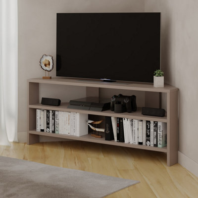 Decortie Thales Corner Modern TV Unit Multimedia Centre Mocha Grey 110cm