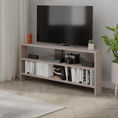 Decortie Thales Corner Modern TV Unit Multimedia Centre Mocha Grey 110cm