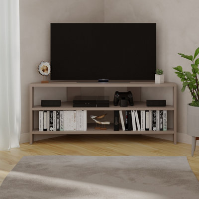 Decortie Thales Corner Modern TV Unit Multimedia Centre Mocha Grey 110cm