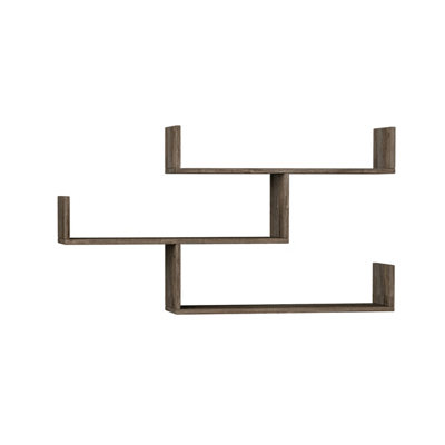 Decortie Tibet Modern Wall Mounted Shelf Display Unit Dark Coffee W ...