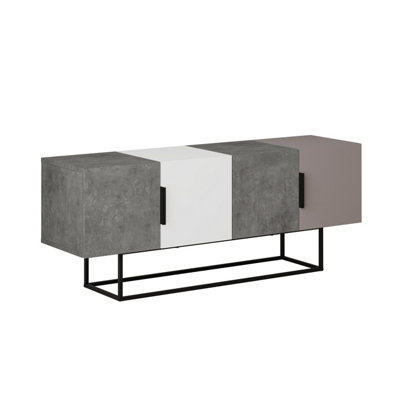 Decortie Tontini Modern TV Unit Multimedia Centre Retro Grey White ...