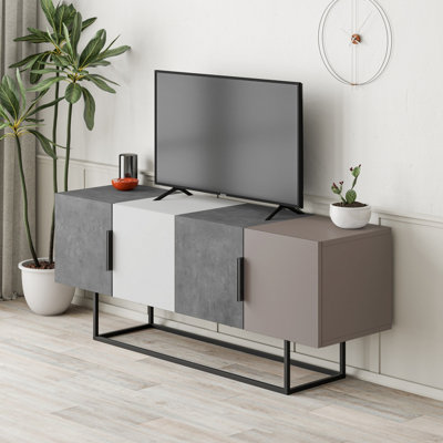 Decortie Tontini Modern TV Unit Multimedia Centre Retro Grey White ...