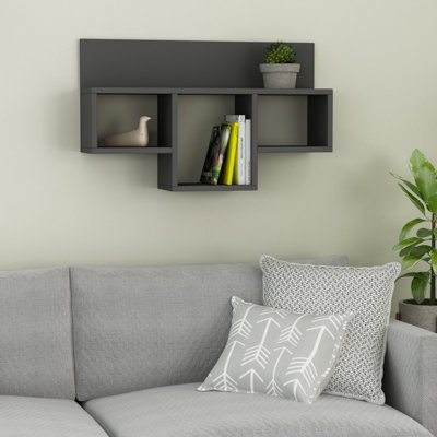 Decortie Tran Modern Floating Shelf Anthracite Grey 49cm Short