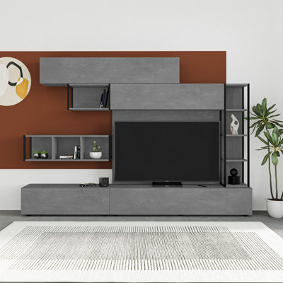 Decortie Tronador Modern Tv Unit Retro Grey Retro Grey Full Wall 260cm ...