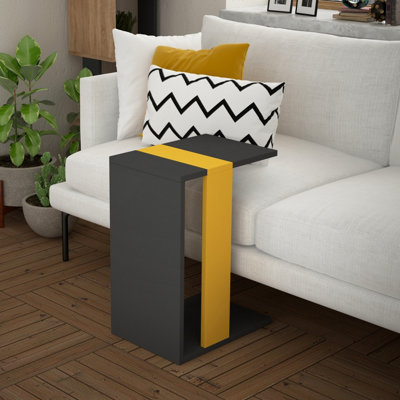 Decortie Zetti Modern C Shape Table Anthracite - Mustard Multipurpose H ...
