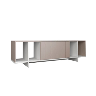 Decortie Zitano Modern TV Unit Multimedia Centre Mocha Grey White with ...