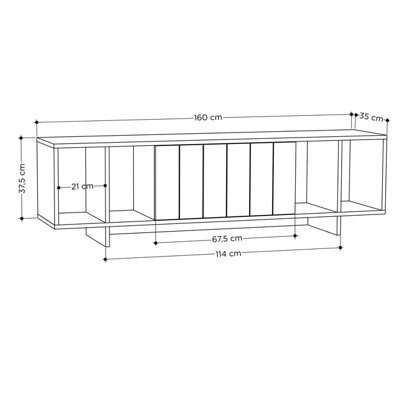 Decortie Zitano Modern TV Unit Multimedia Centre Mocha Grey White with ...