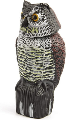 Decoy Owl Bird Scarer - Lifelike Weatherproof Ornament with Reflective ...