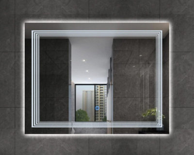 DEENZ 70X50cm LED Rectangle Line Style Lighted Bathroom Wall Mirror ...