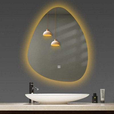 DEENZ 70X50cm LED Tear Drop Lighted Bathroom Wall Mirror 3 Color Light ...