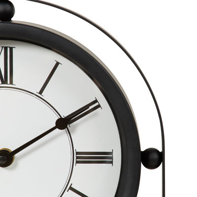 DEENZ Metal Arched Frame Clock Roman Numerals White Face Round Display ...