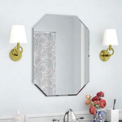 DEENZ Octagonal Bathroom Mirror Wall Mounted, Frameless Modern ...