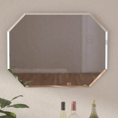 DEENZ Octagonal Bathroom Mirror Wall Mounted, Frameless Modern ...