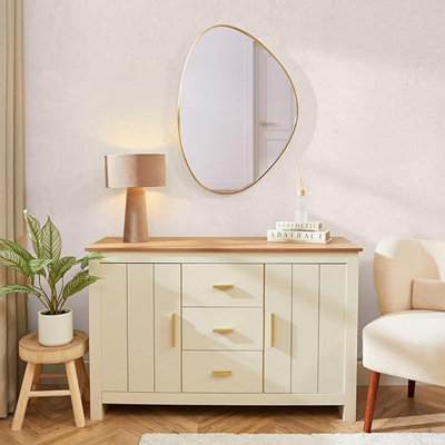 DEENZ Organic Wall Mounted Mirror Elegant Slim Gold Frame Finished ...