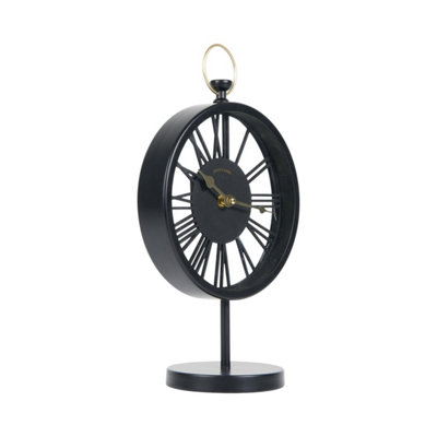 DEENZ Tabletop Clock Black Roman Numerals Quartz Movement Sleek Vintage ...