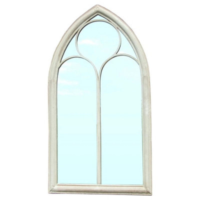 DEENZ Vintage Mirror White Brush Plastic Frame Archtop Wall Mount Home ...