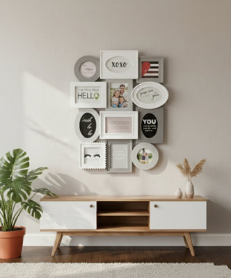 DEENZ Vintage Photo Frame Collage 12 Aperture Wall Mounted Display ...