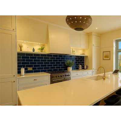 Deep Blue Gloss Metro Tiles (500 Pack-10 Box-10m2 Coverage)-Kitchen ...